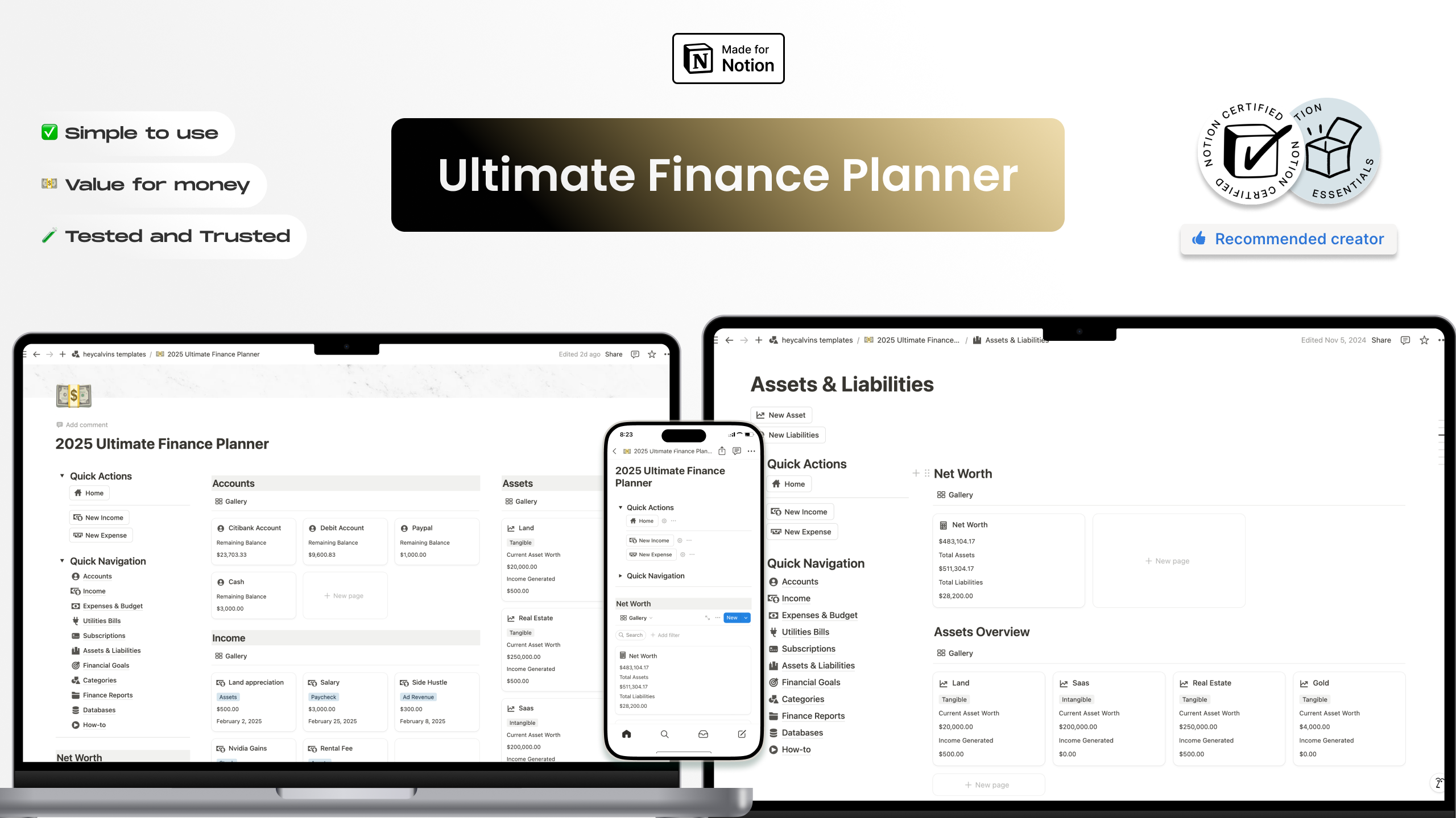 Ultimate Finance Planner - Light Minimalist for $29 by Calvin - Finance Notion Template